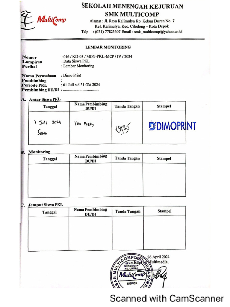Lembar Monitoring Risda | PDF