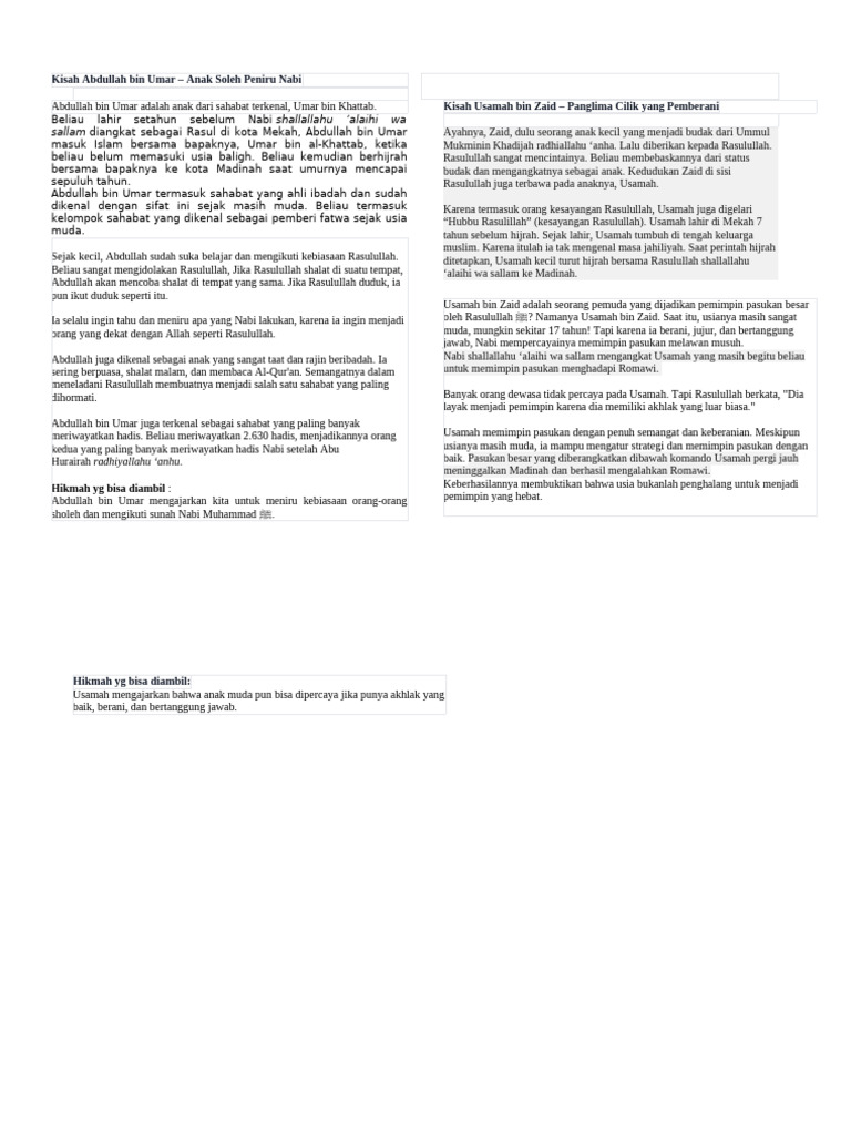 Kisah Abdullah Bin Umar | PDF