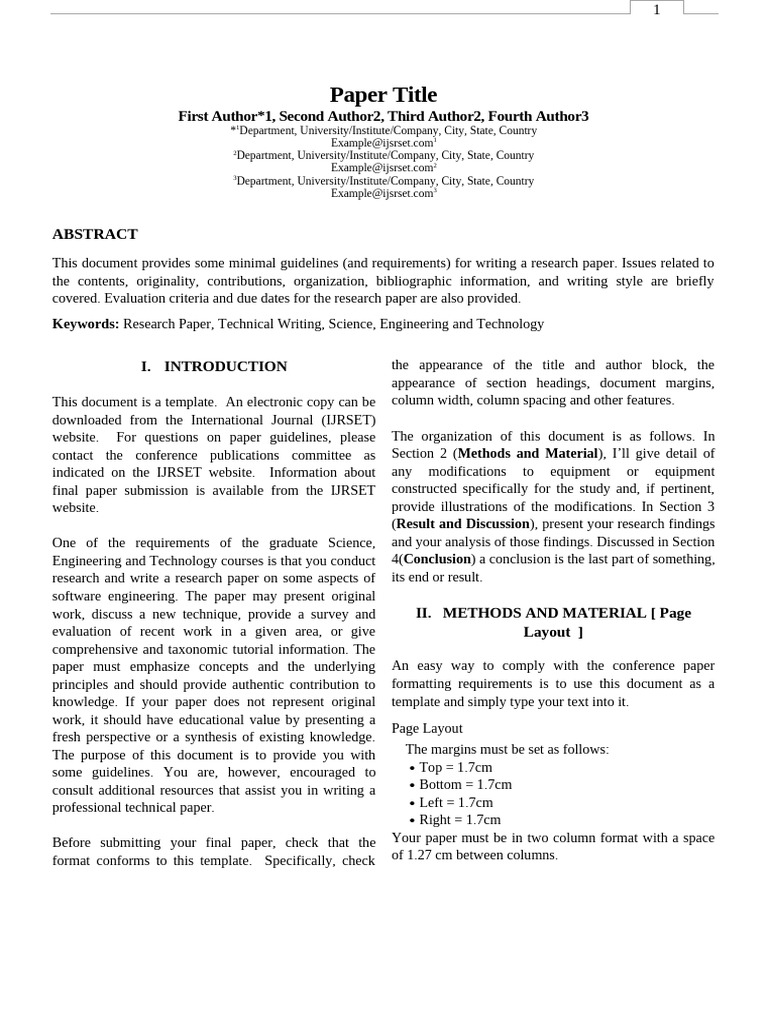 Research Paper Template A4 | PDF | Paragraph | Typefaces