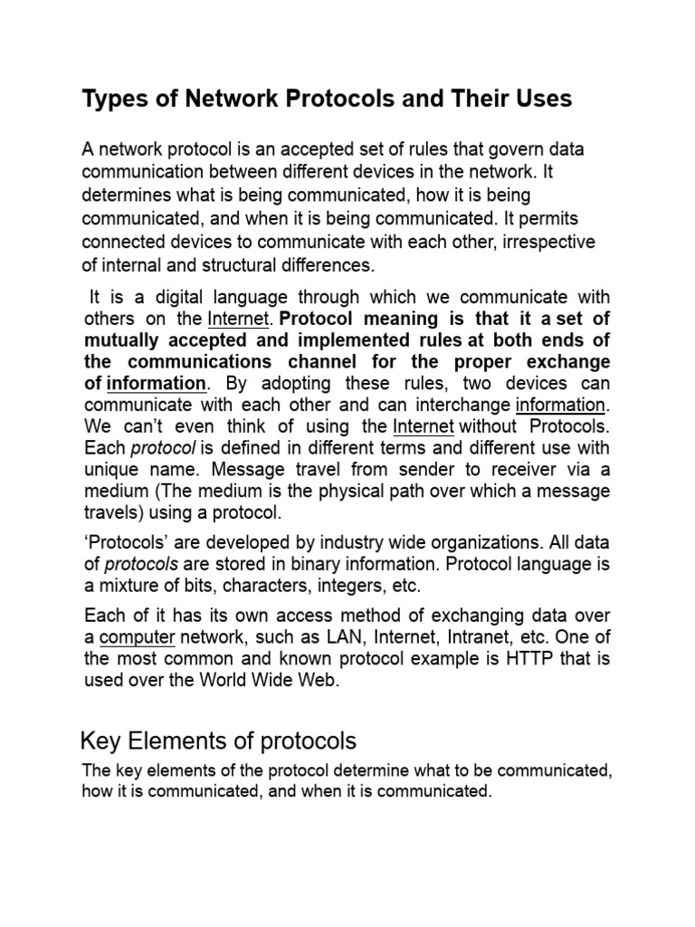 Overview of Network Protocol Types | PDF | File Transfer Protocol ...