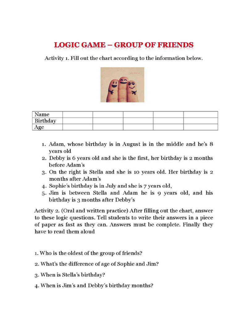 Friends Logic Activity-1 | PDF
