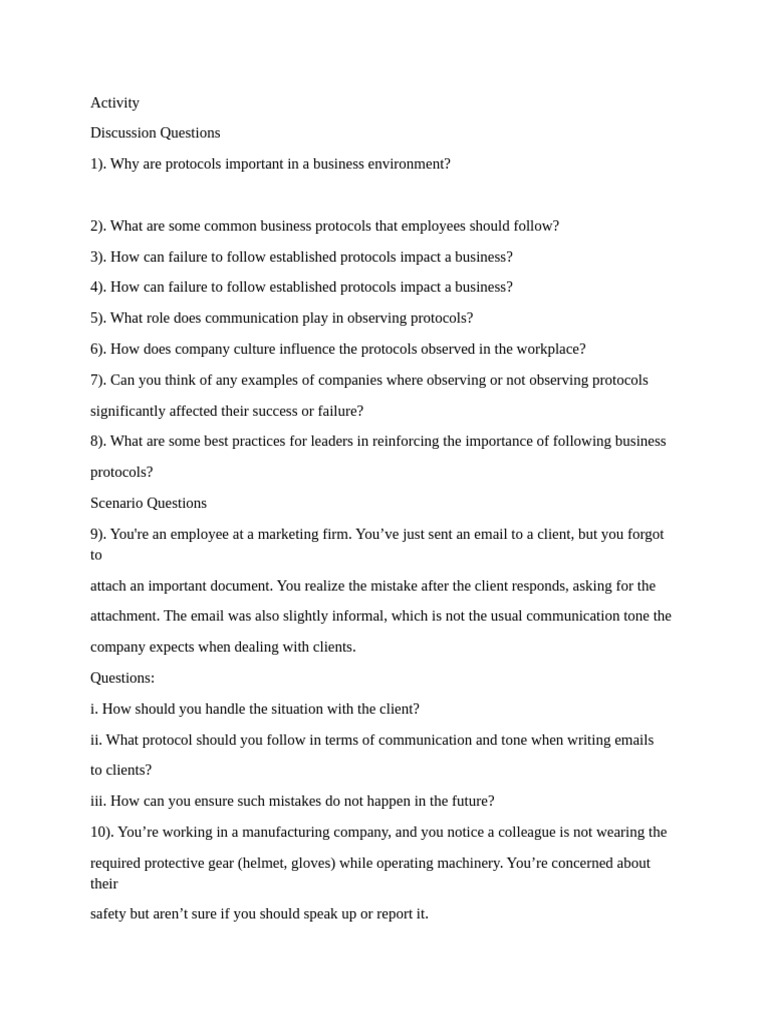 Importance of Business Protocols and Practices | PDF
