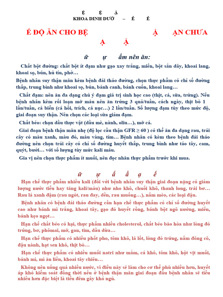 4. Chế Độ Ăn Cho Bệnh Nhân Suy Than Man Chua Chay Than | PDF
