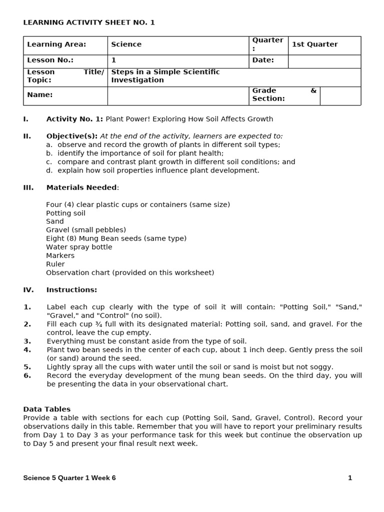 Soil Impact on Plant Growth Experiment | PDF | Botany