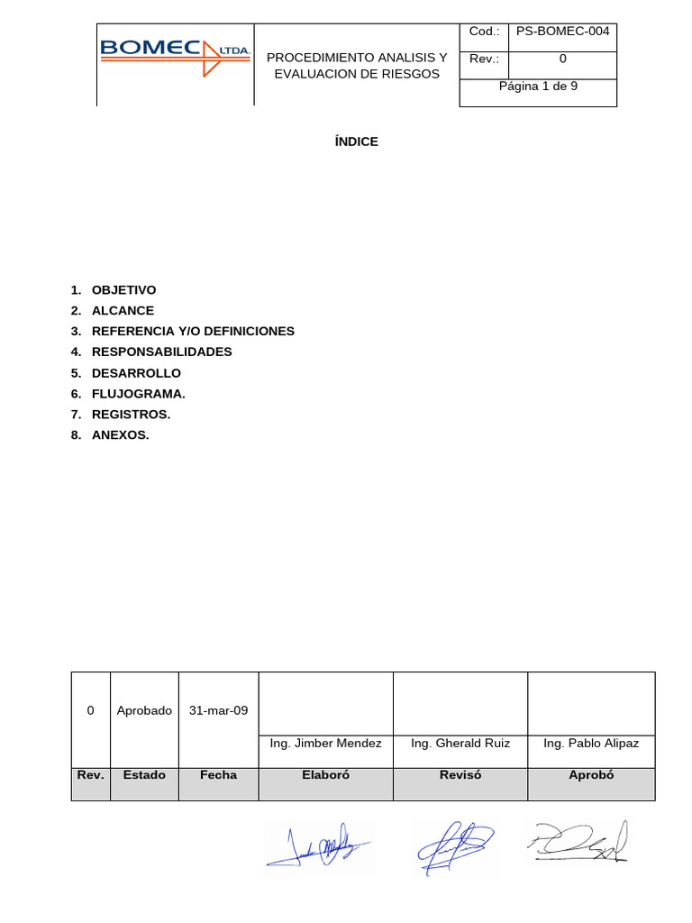 PS-BMC-004 Rev0 Análisis y Evaluación de Riesgos | PDF | Evaluación de ...