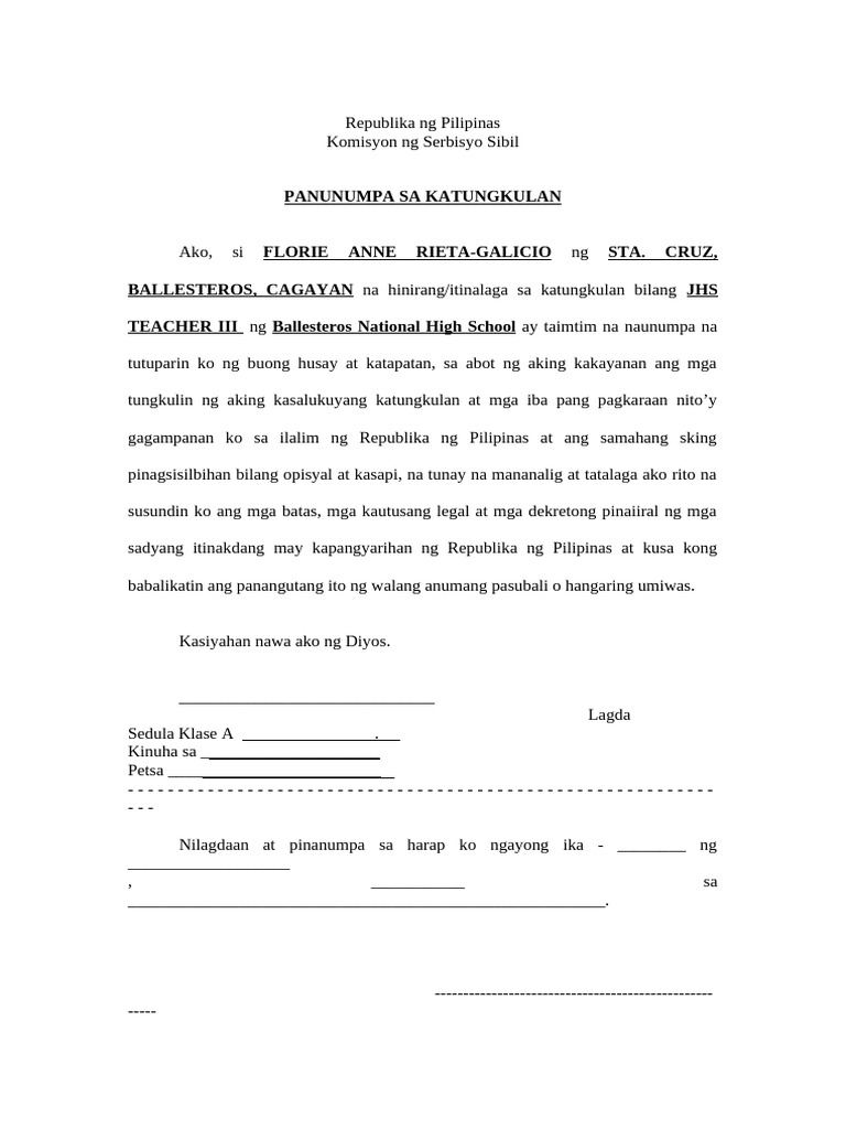 Panunumpa Permanent | PDF