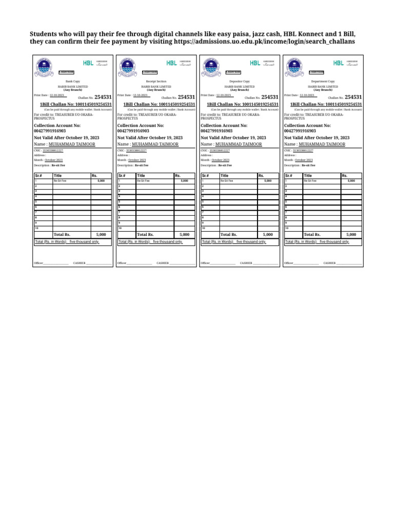 Resit - Uo.edu - PK Income Login Print Challan Other 254531 62 37262 ...