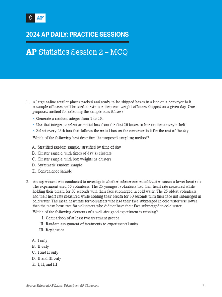 AP Statistics Sampling and Experimentation | PDF | P Value | Sampling ...