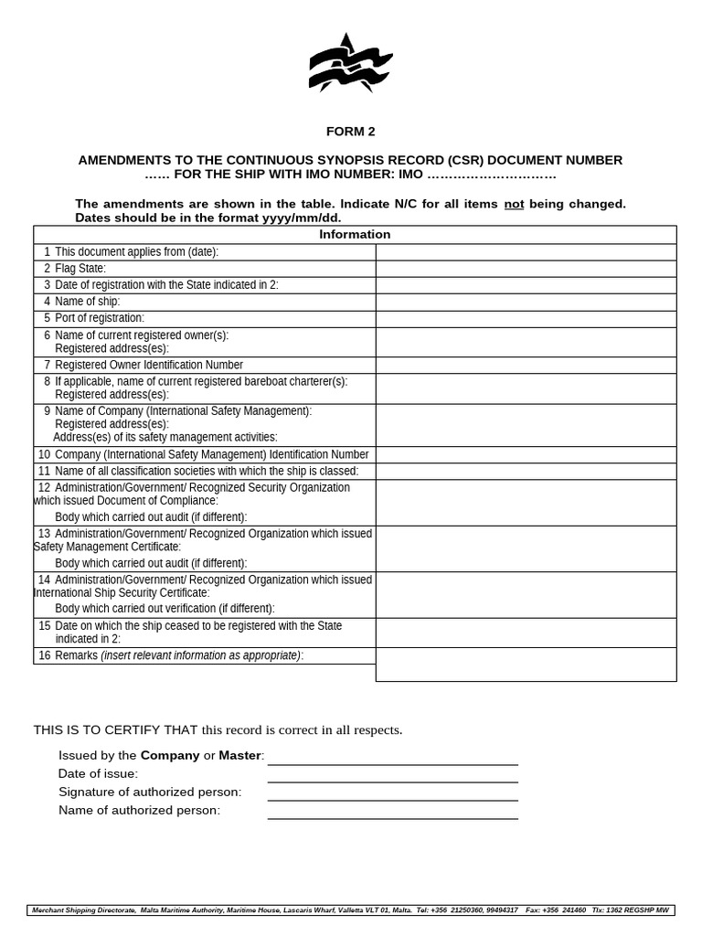 Amendments to CSR Form 2 Document | PDF