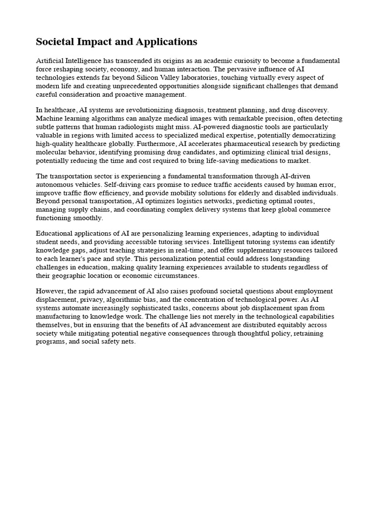AI's Societal Impact and Applications | PDF | Artificial Intelligence ...