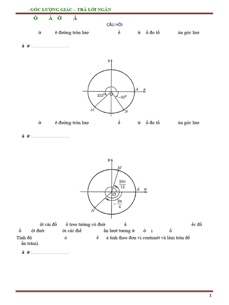 Bài 1. Goc Luong Giac - Traloingan - Dieu | PDF