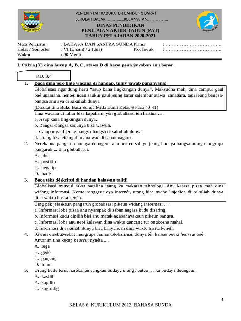 Master Soal B. Sunda | PDF