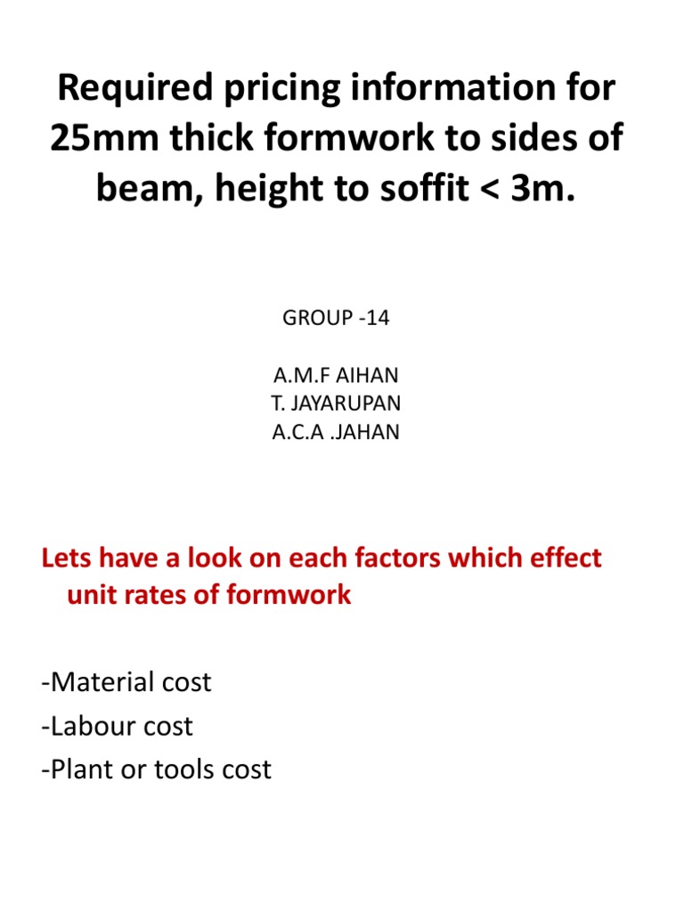 Formwork Pricing Factors Explained | PDF