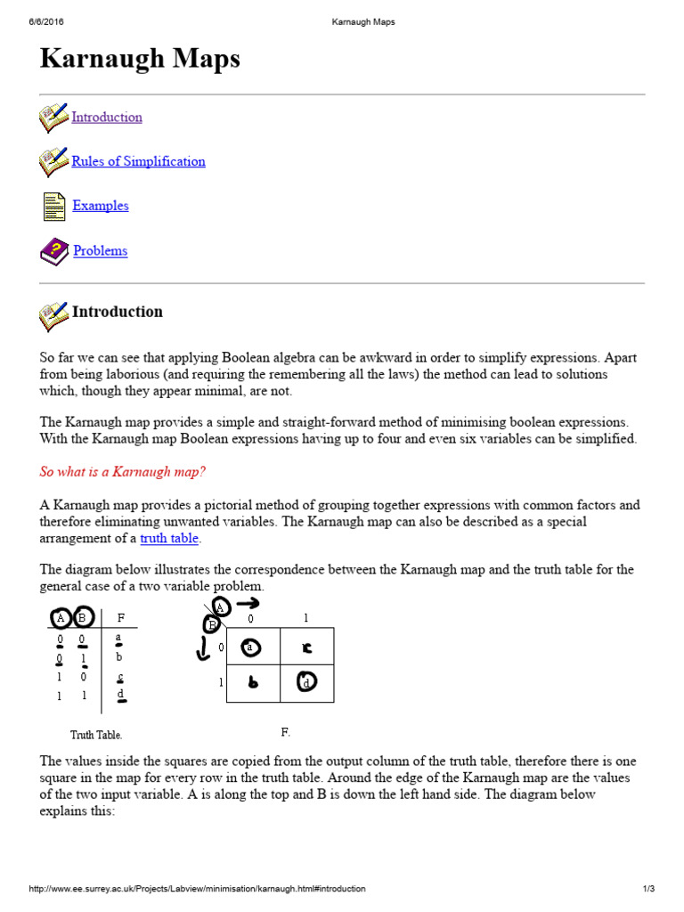 Karnaugh Maps Introduction | PDF | Logic Gate | Digital Signal