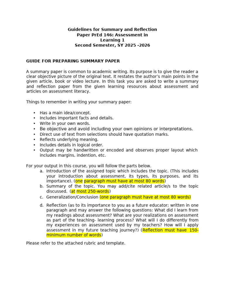 Guidelines For Summary Paper LRNG Activity 1 | PDF | Paragraph | Learning