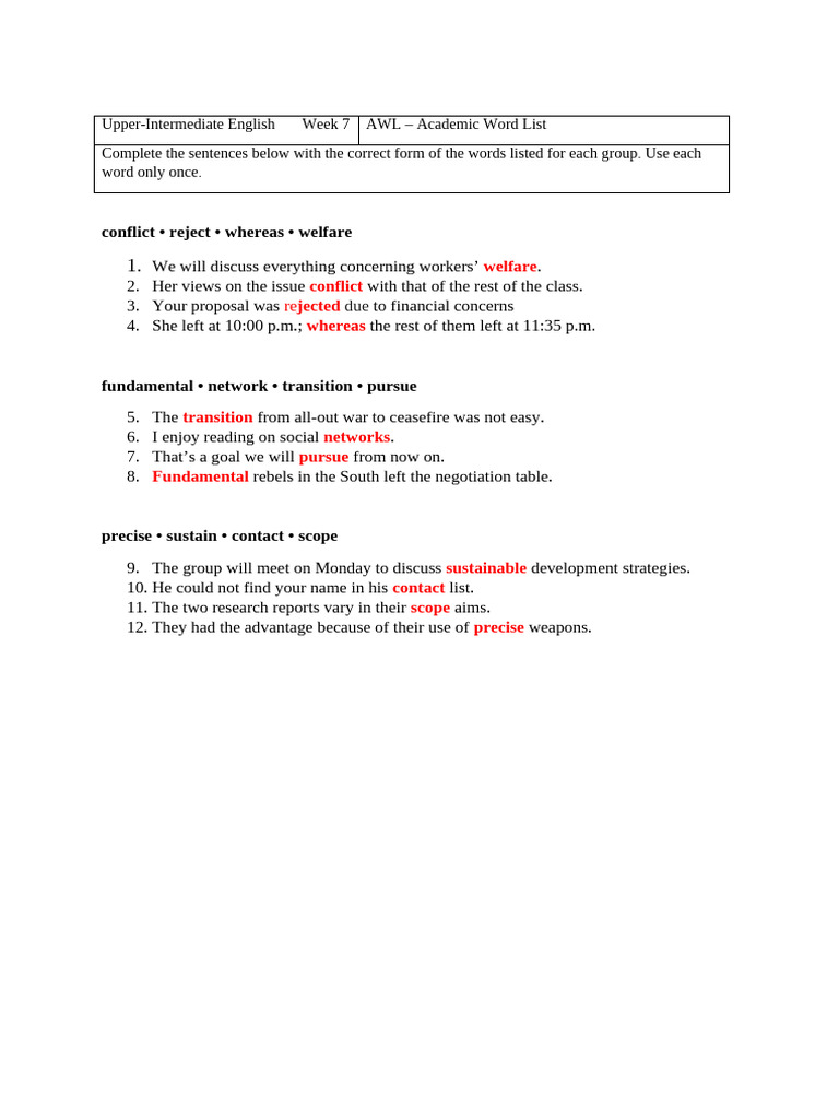 Academic Word List Practice | PDF