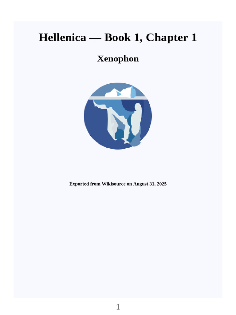 Xenophon's Hellenica: Book 1 Summary | PDF | Ancient Greeks ...