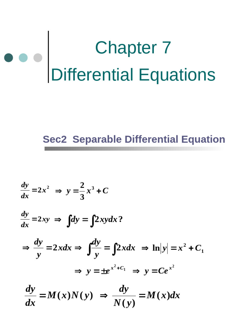 Differential Equations: Sec2 Separable Differential Equation | PDF | Radioactive Decay | Physics
