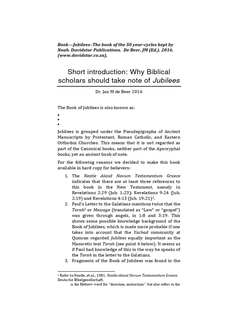 The Book of Jubilees: A Scholarly Insight | PDF | Hebrew Bible | Bible