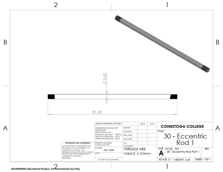 Eccentric Rod Part 1 Technical Drawing | PDF | Mechanical Engineering