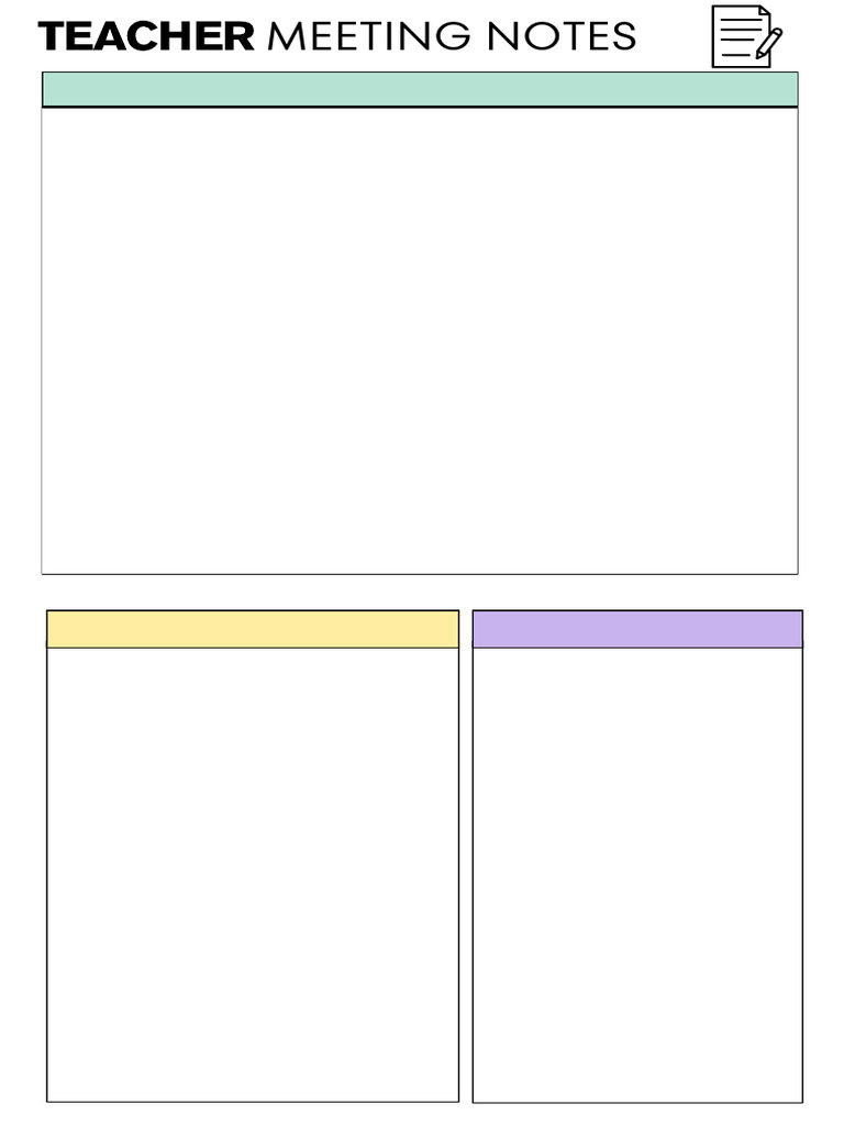 Teacher's Meeting Notes Document in Minimal Style | PDF