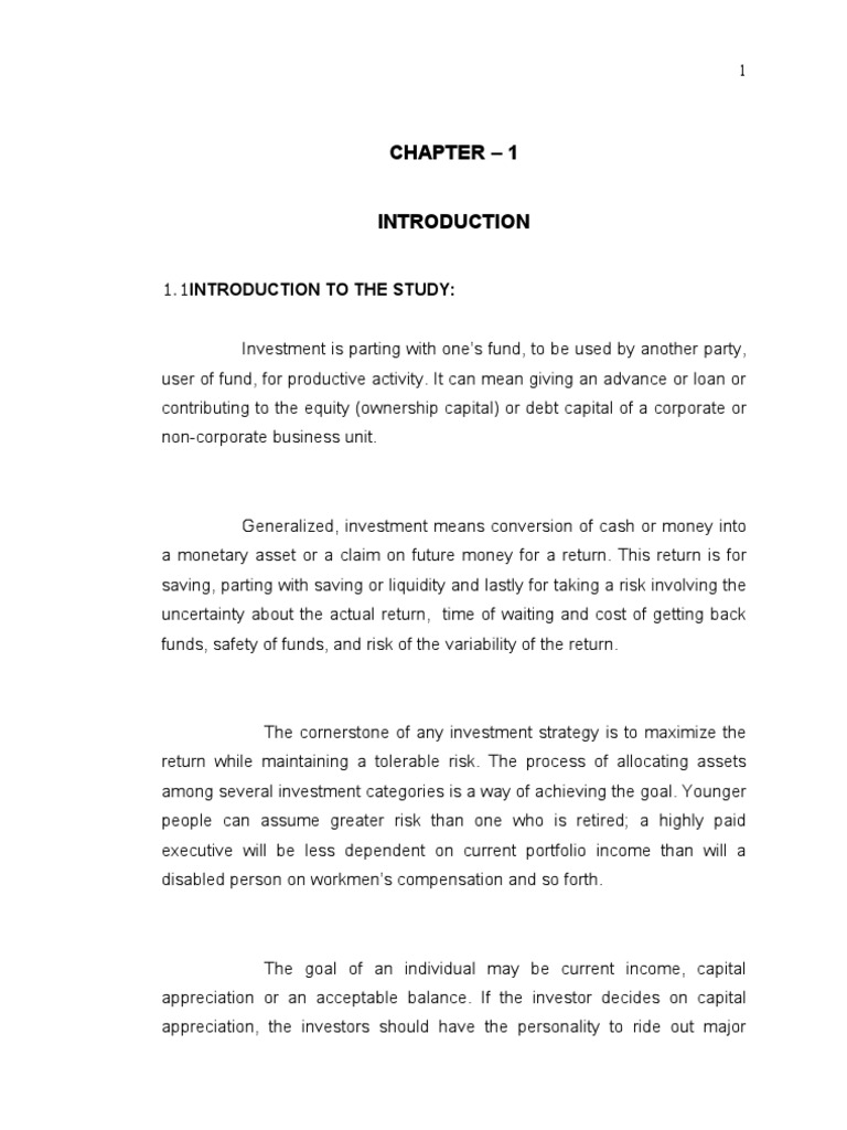 A Study On Investment Pattern | PDF | Finance & Money Management | Law