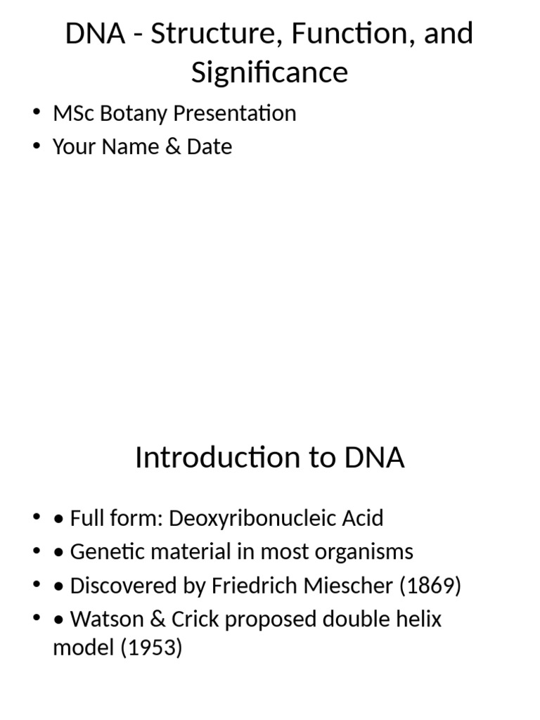 DNA Structure and Functions in Botany | PDF