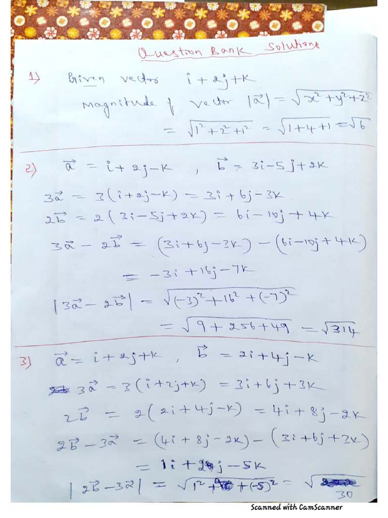 Vectors Question Bank | PDF