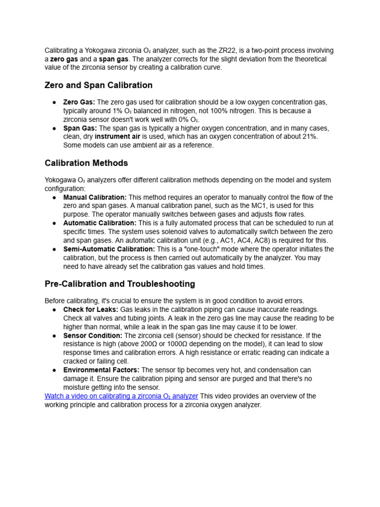 Yokogawa O₂ Analyzer Calibration Guide | PDF | Calibration | Gases