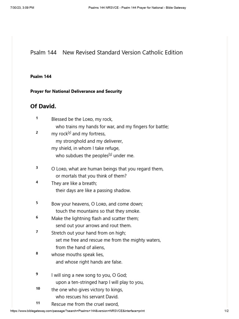 Psalms 144 | PDF | Psalms | Bible