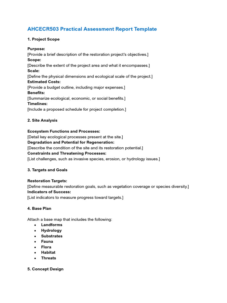 Restoration Project Assessment Template | PDF