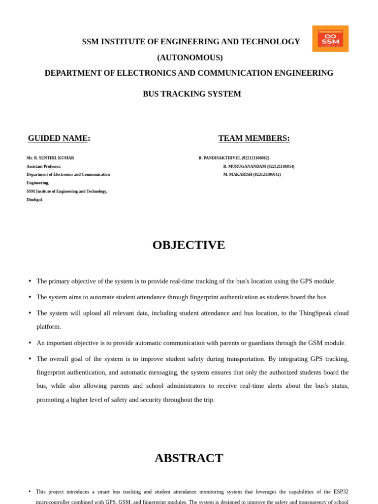 Bus Tracking System SSM Format Full PPT 1 | PDF | Global Positioning ...