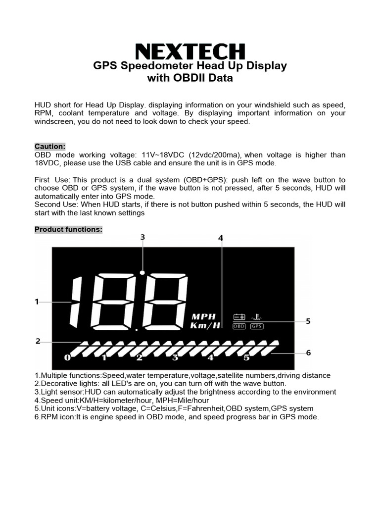 NexTech GPS Speedometer HUD Guide | PDF | Global Positioning System ...