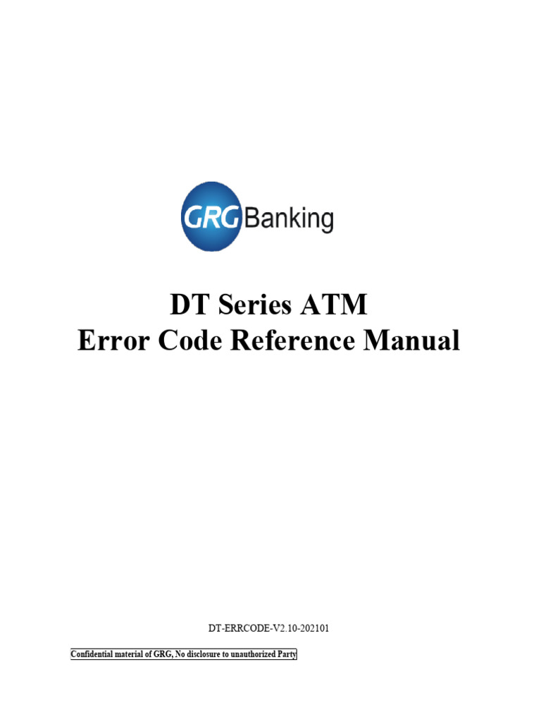 ATM Error Code Reference Manual | PDF | Verification And Validation ...