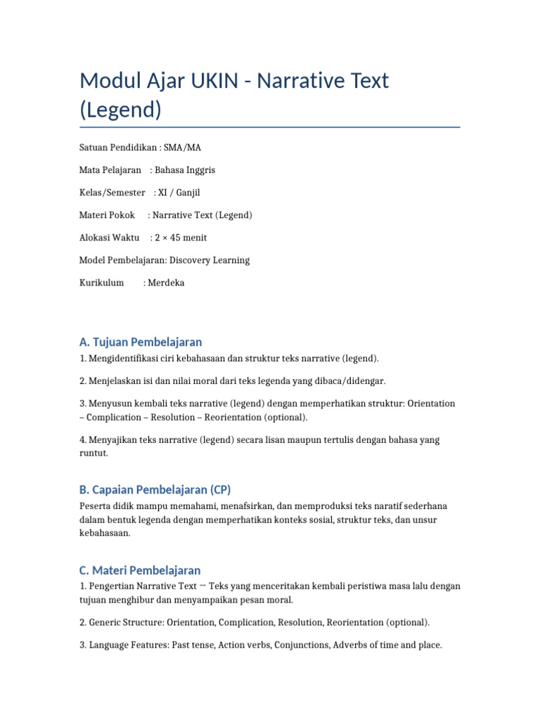 Struktur Teks Narrative Legend | PDF