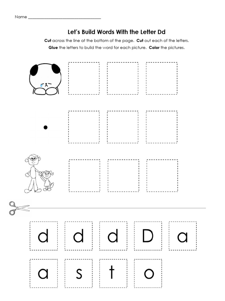 Let's Build Words With The Letter DD: Cut Cut Glue Color | PDF