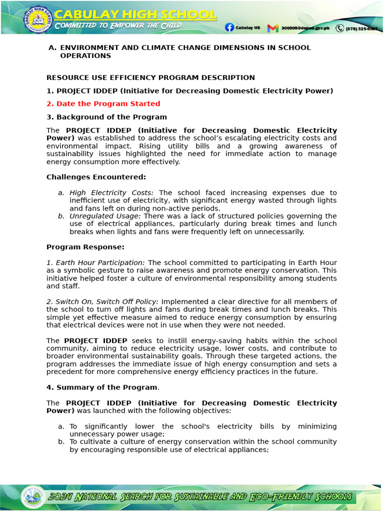 School Energy Efficiency Program Overview | PDF | Energy Conservation ...