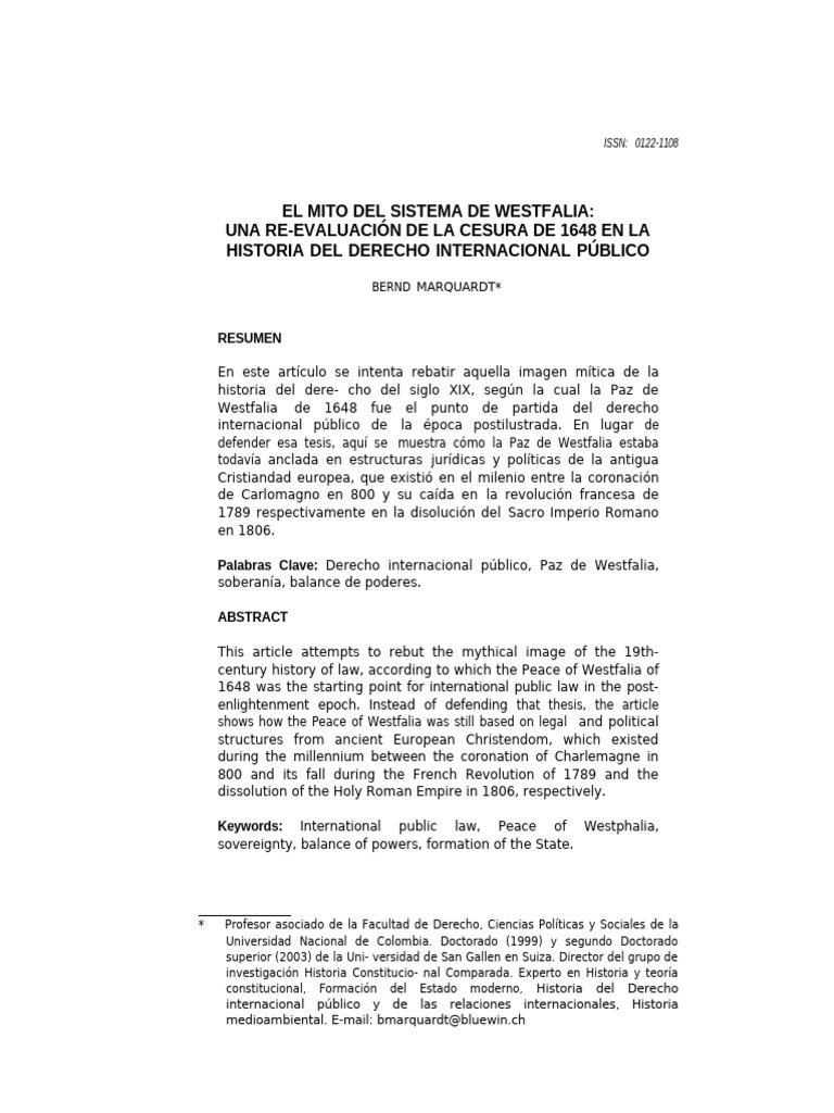 38628-172096-2-PB El Mito Del Sistema de Westfalia Lec 1 | PDF | Santo ...