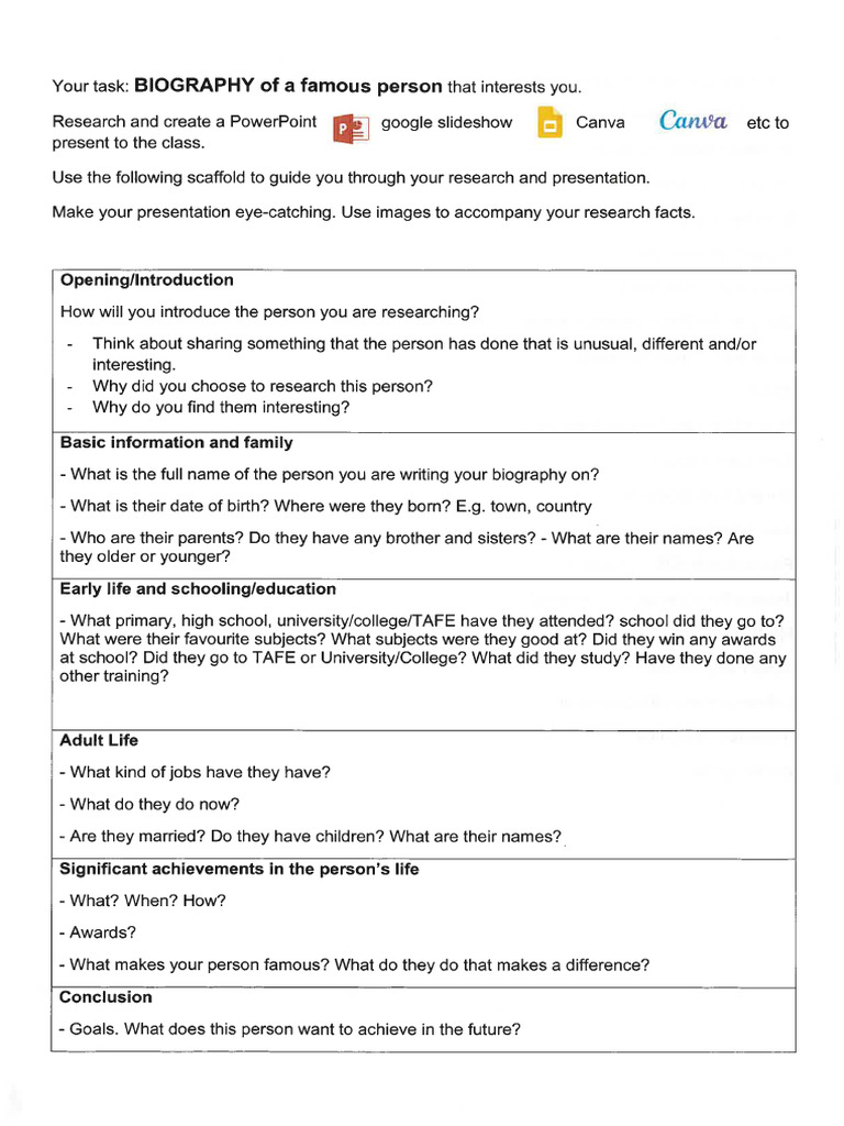 Biography of A Famous Person | PDF