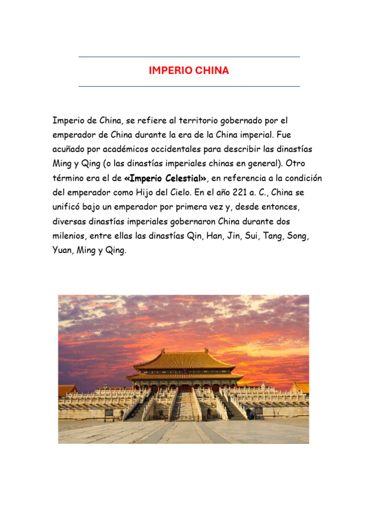Imperio China | PDF | dinastia Qing | Emperador de china