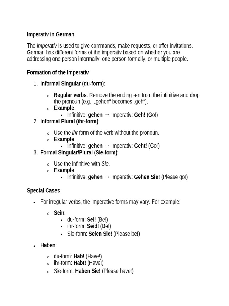 Imperativ in German | PDF