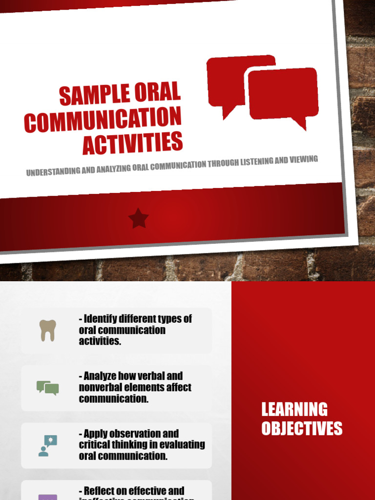 10.-Sample Oral Communication Activities | PDF | Nonverbal ...