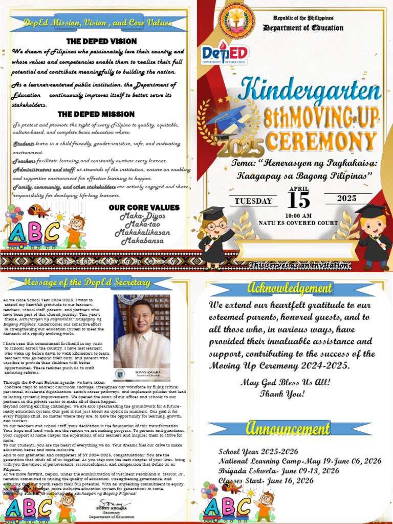 2025 Kindergarten Moving Up Ceremony | PDF | Learning | Philippines