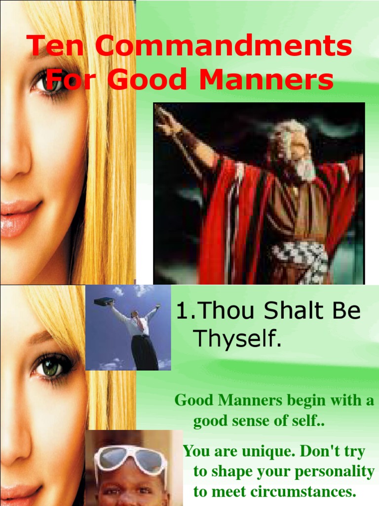 Ten Commandments of Good Manners | PDF | Etiquette | Gratitude