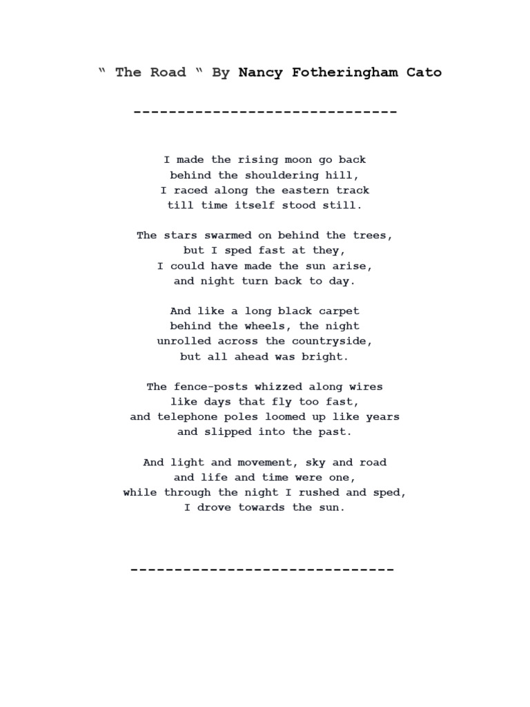 The Road: A Poem by Nancy Cato | PDF