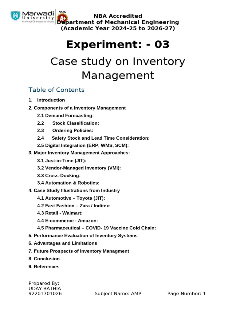 Case Study On Inventory Management | PDF | Inventory | Lean Manufacturing