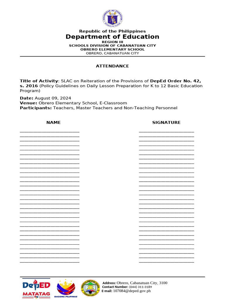 Attendance Slac | PDF | Philippines | Public Administration