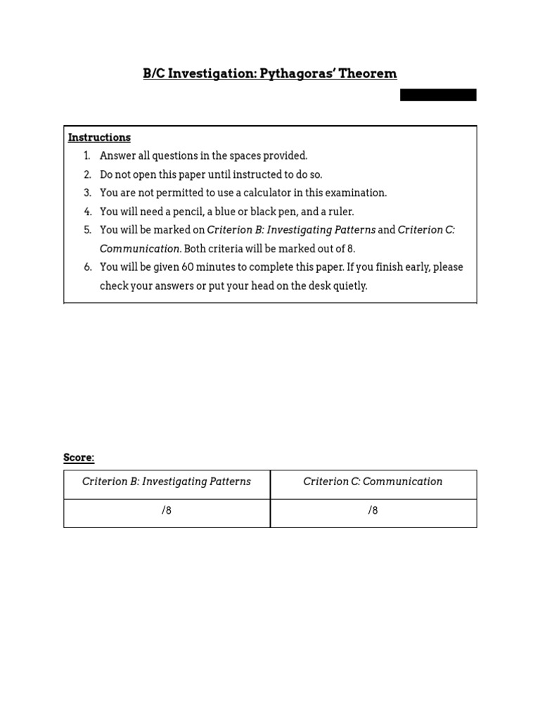Pythagorean Theorem Investigation Guide | PDF