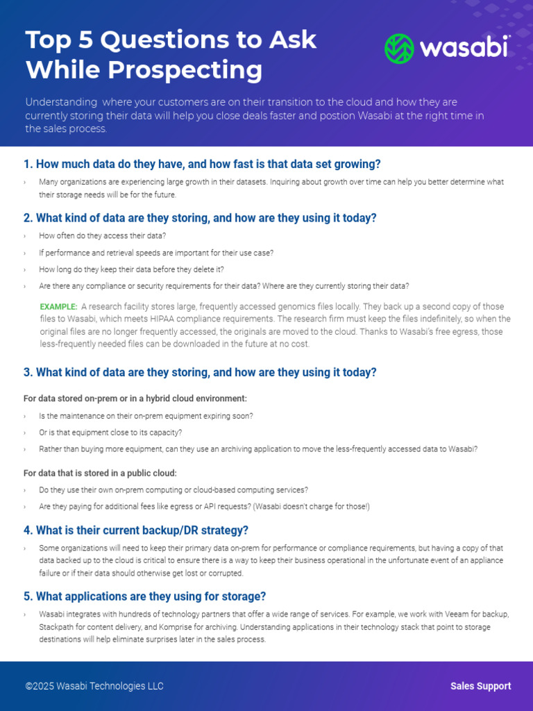 Top 5 Prospecting Questions | PDF | Cloud Computing | Backup