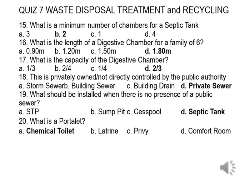 Quiz on Waste Disposal Systems | PDF